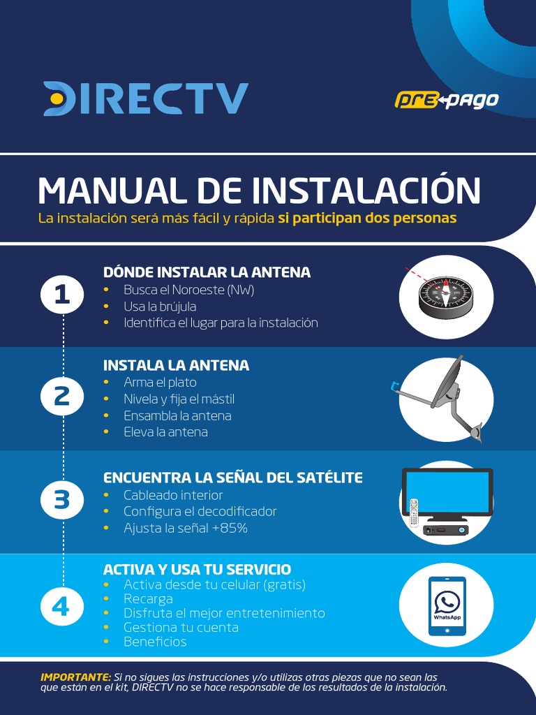 Guía de Instalación Antena DIRECTV | PDF | Televisión via satélite ...