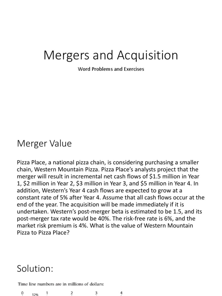 Exercise Solution Merger and Acquisition | PDF | Mergers And ...