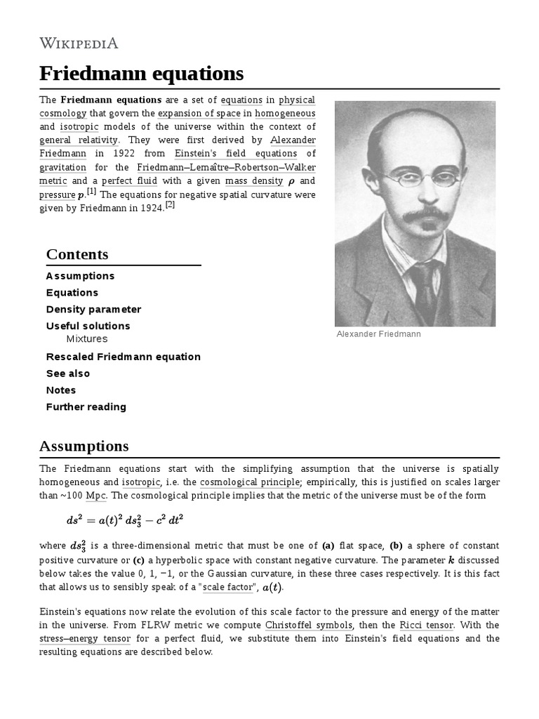 Friedmann Equations | Download Free PDF | Cosmology | Universe