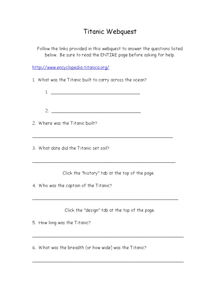 Titanic Questions | PDF | Rms Titanic | Transport Accidents And Incidents