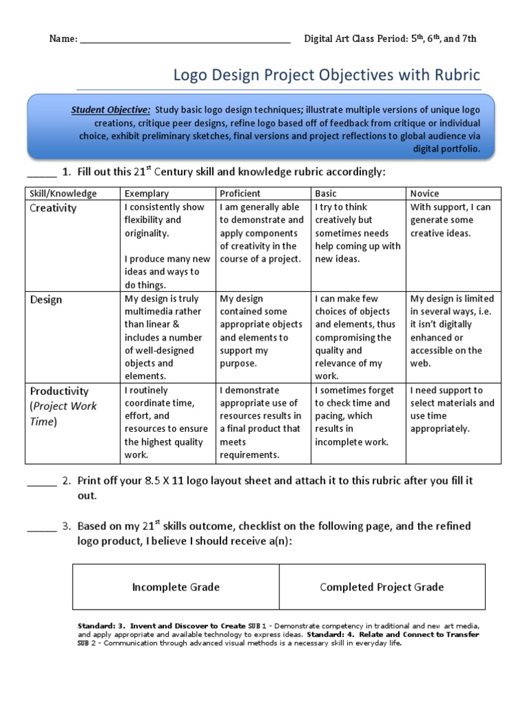 2020 Updated Logo Design Project Objectives and Rubric | PDF | Page ...