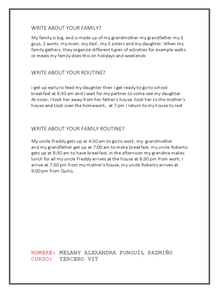 Write About Your Family | PDF