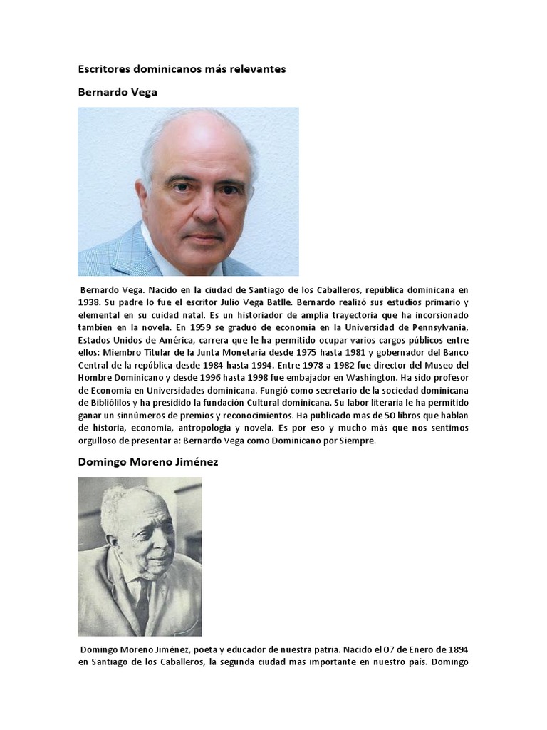 Escritores Dominicanos Más Relevantes | PDF