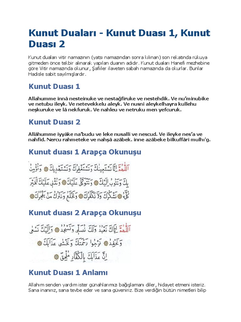 Kunut Duaları | PDF