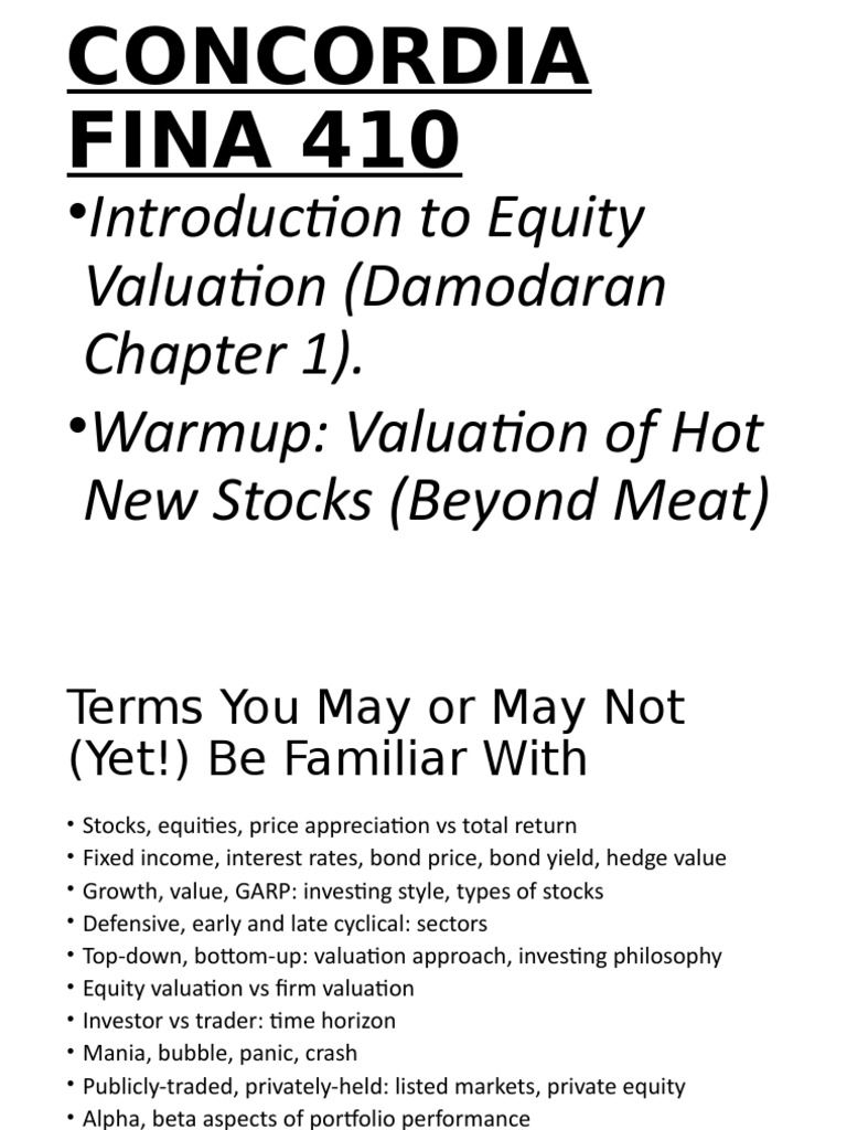 Equity Valuation Basics & Methods | PDF | Valuation (Finance ...