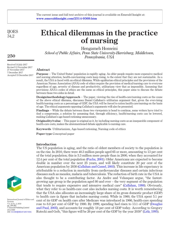 Ethical Dilemmas in The Practice of Nursing | PDF | Health Insurance In ...