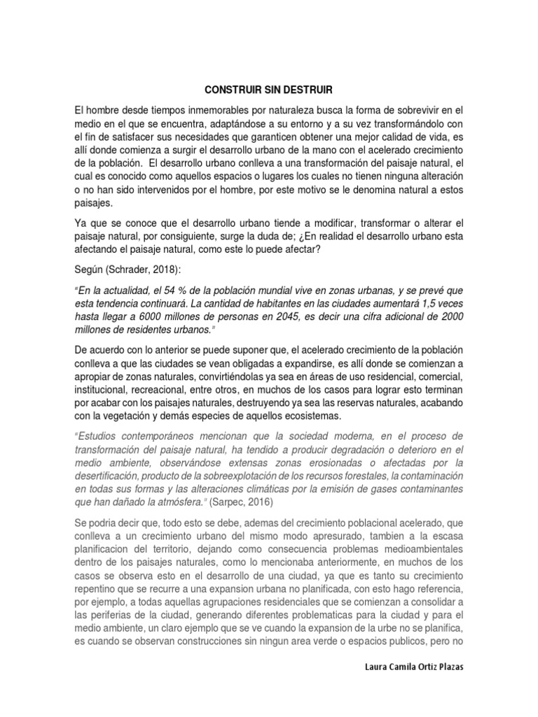 Ensayo Construir Sin Destruir | PDF | Paisaje | Entorno natural