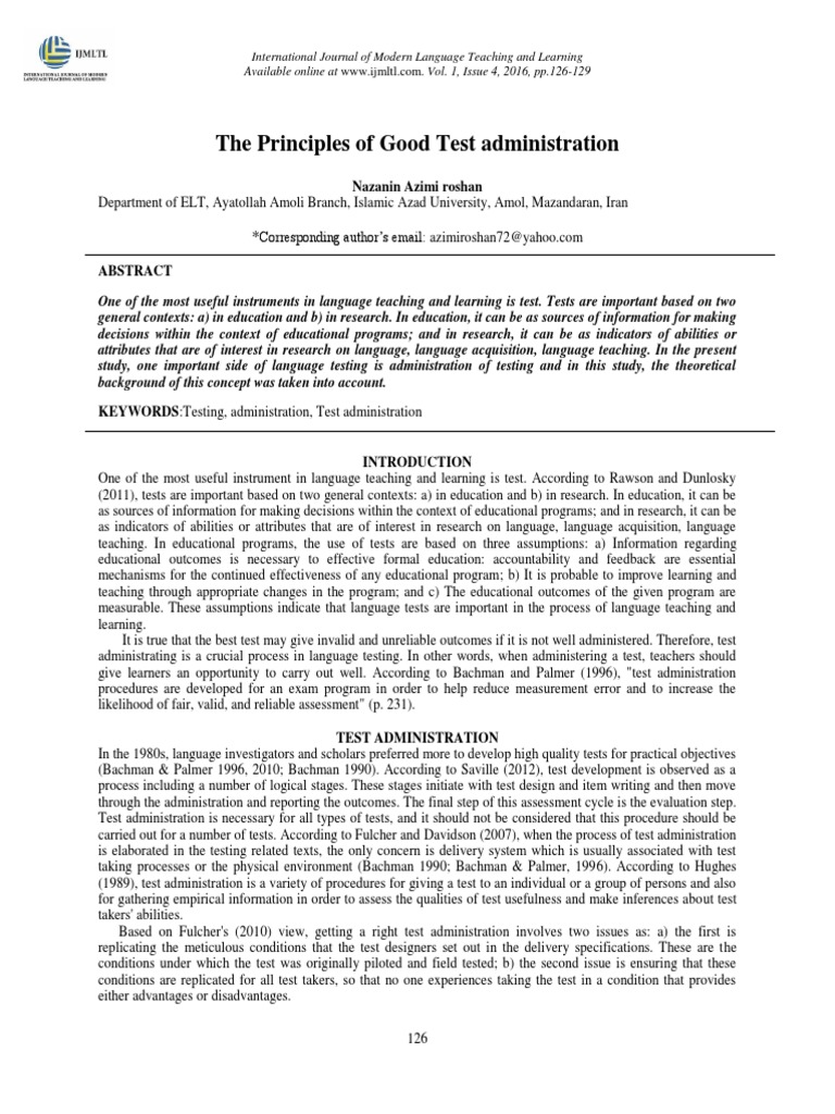 Principles of Good Test Administration | PDF | Test (Assessment ...