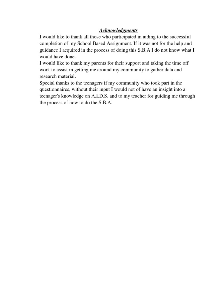 Thanking parents, teacher and community for SBA help | PDF