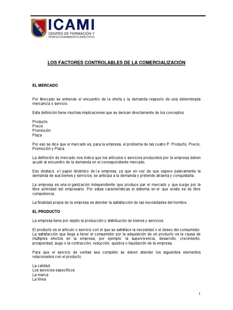 Factores Controlables del Marketing | PDF | Producto (Negocio ...