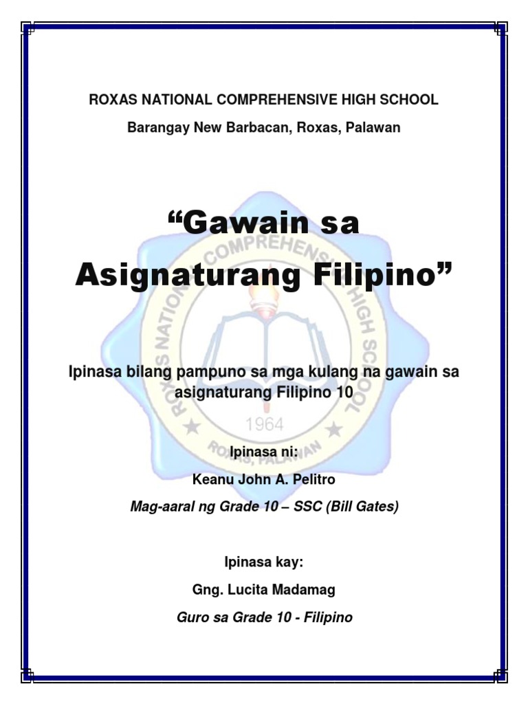 Gawain Sa Asignaturang Filipino | PDF