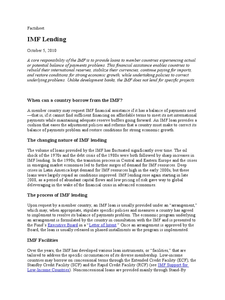 IMF Lending: When Can A Country Borrow From The IMF? | PDF ...