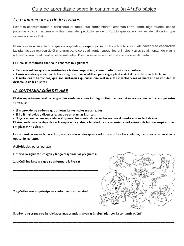 Guía de Aprendizaje Sobre La Contaminación 4 | PDF | Contaminación ...