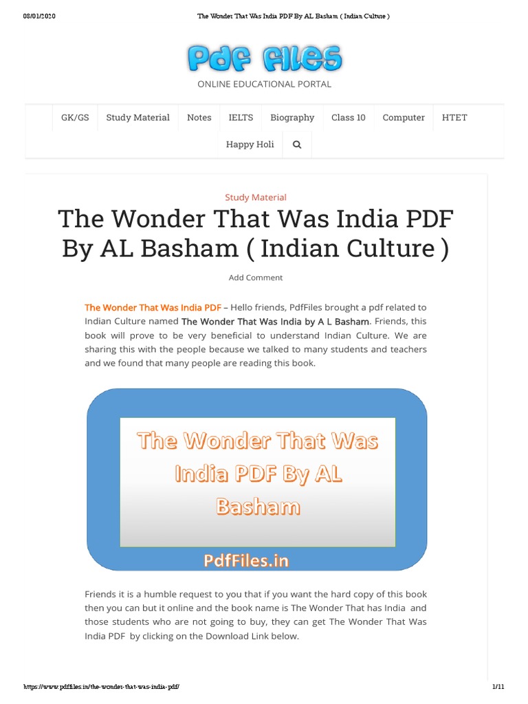 India PDF by AL Basham (Indian Culture) | PDF | Communication | World ...