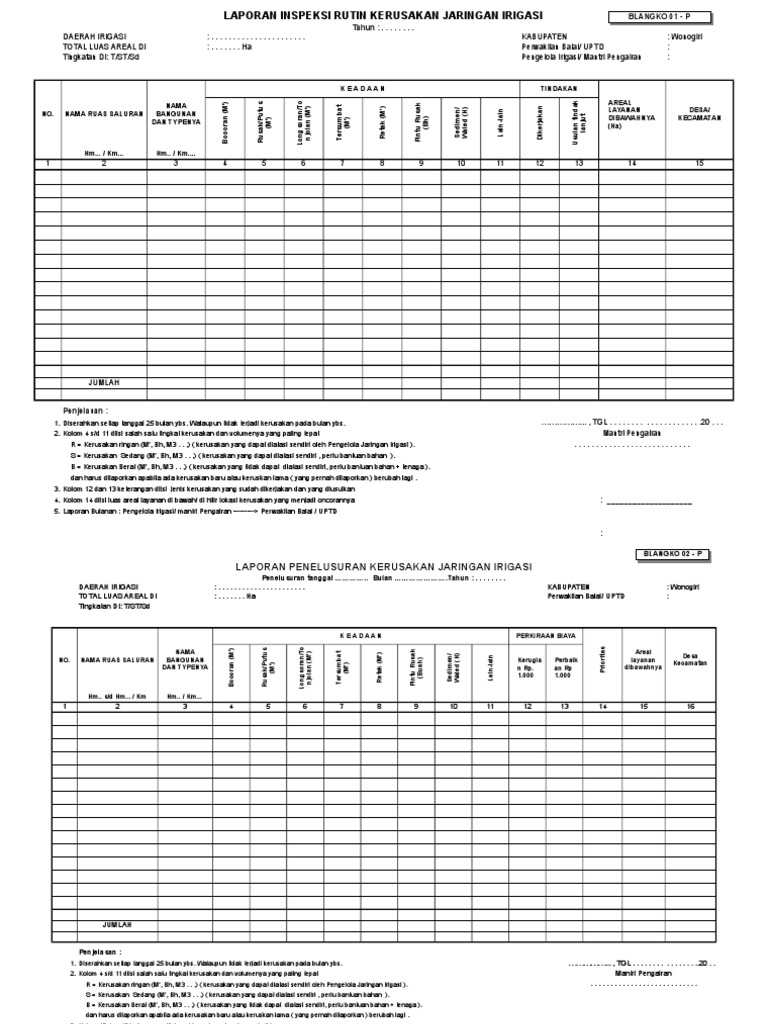 Contoh BLANKO 01-10-Pemeliharaan | PDF