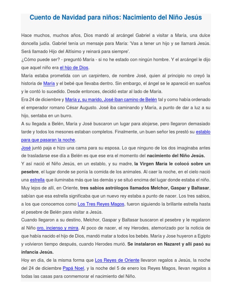 Cuento de Navidad para Niños El Nacimiento Del Niño Jesus | PDF | Reyes ...