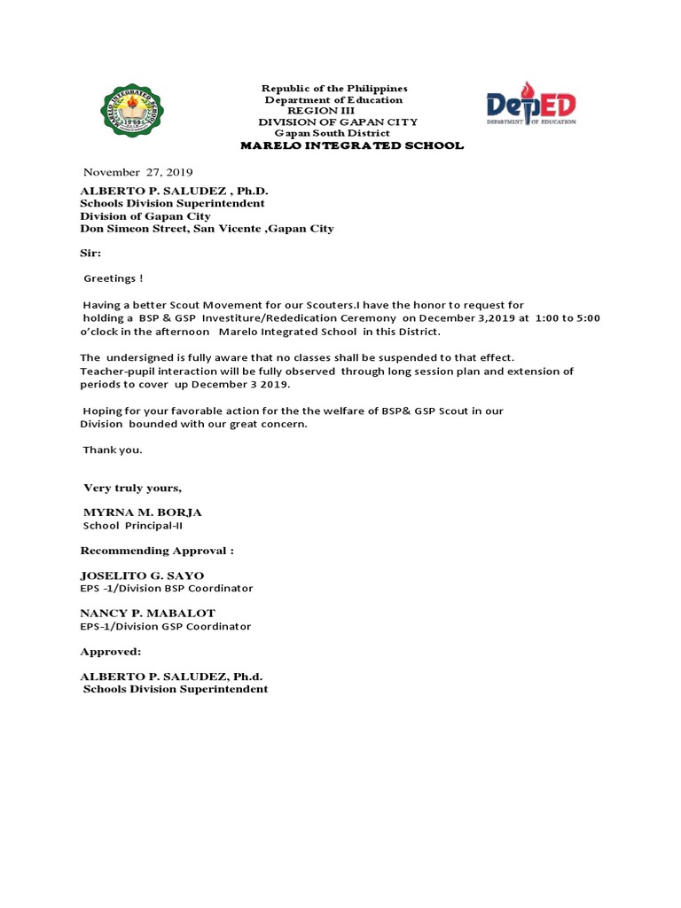 BSPGSP Letter of Request 2 | PDF | Outdoor Recreation Organizations ...