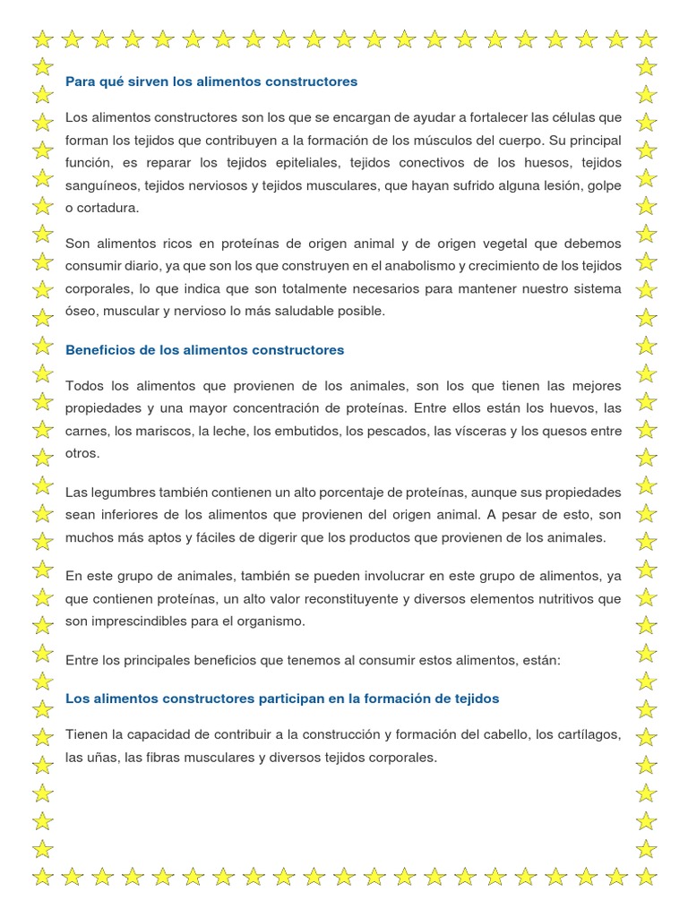 Los Alimentos Constructores | PDF | Proteínas | Alimentos