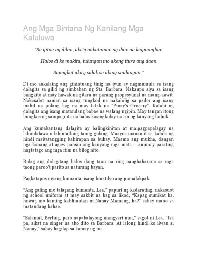 Ang Mga Bintana NG Kanilang Mga Kaluluwa | PDF