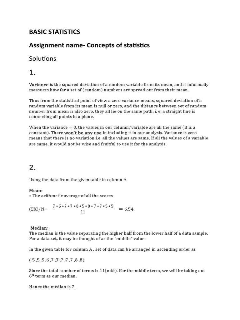 Basic Stats Concepts | PDF | Median | Statistics