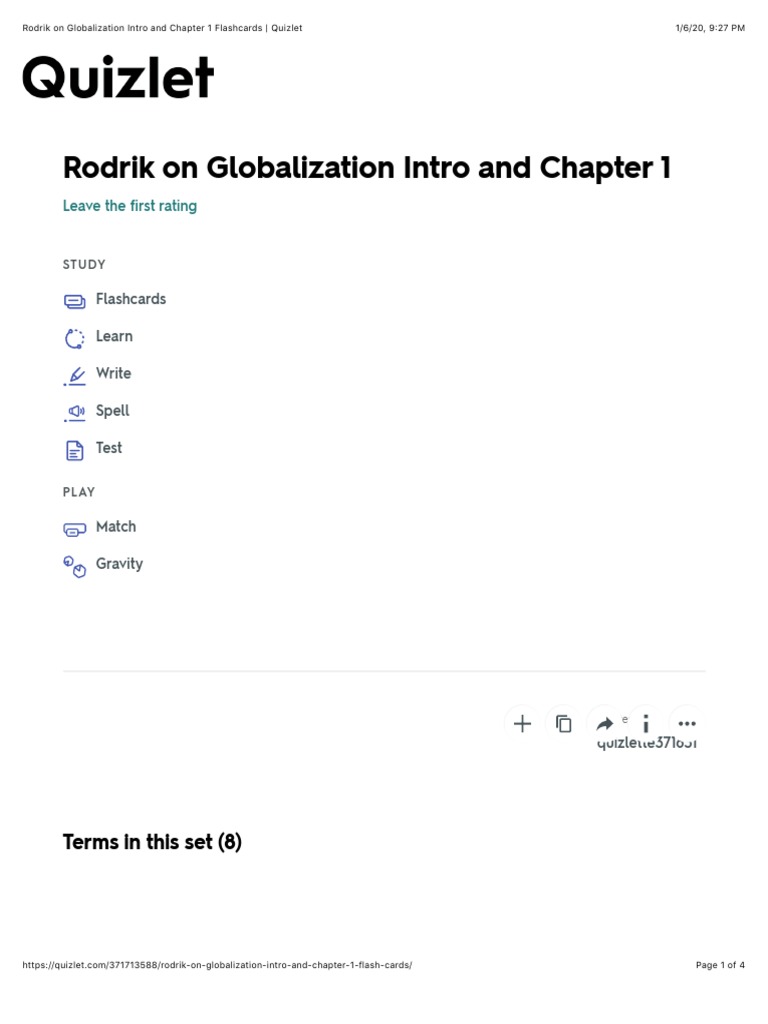 Rodrik On Globalization Intro and Chapter 1 Flashcards - Quizlet PDF ...