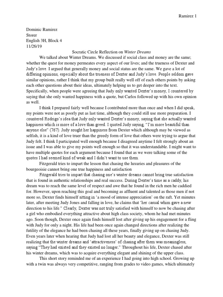 Socratic Seminar-Short Stories Reflection | PDF | Happiness | Love