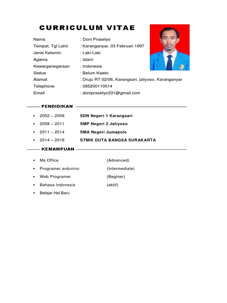 CV Doni Prasetyo | PDF