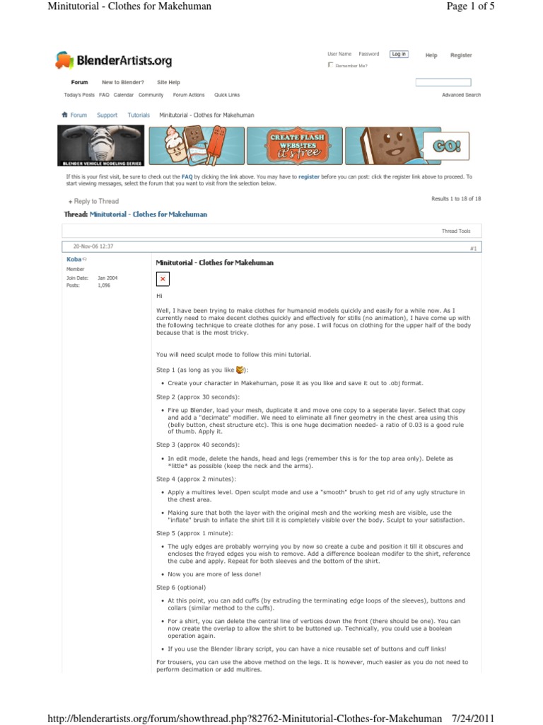 Minitutorial - Making Clothes For Makehuman in Blender | PDF | Internet ...