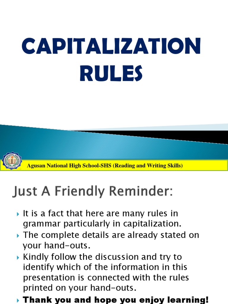 4 - Capitalization Rules | PDF | Letter Case | Noun