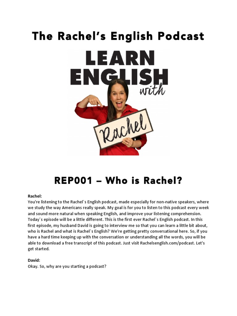 REP001 - Who Is Rachel - TRANSCRIPT | PDF | Singing | English Language