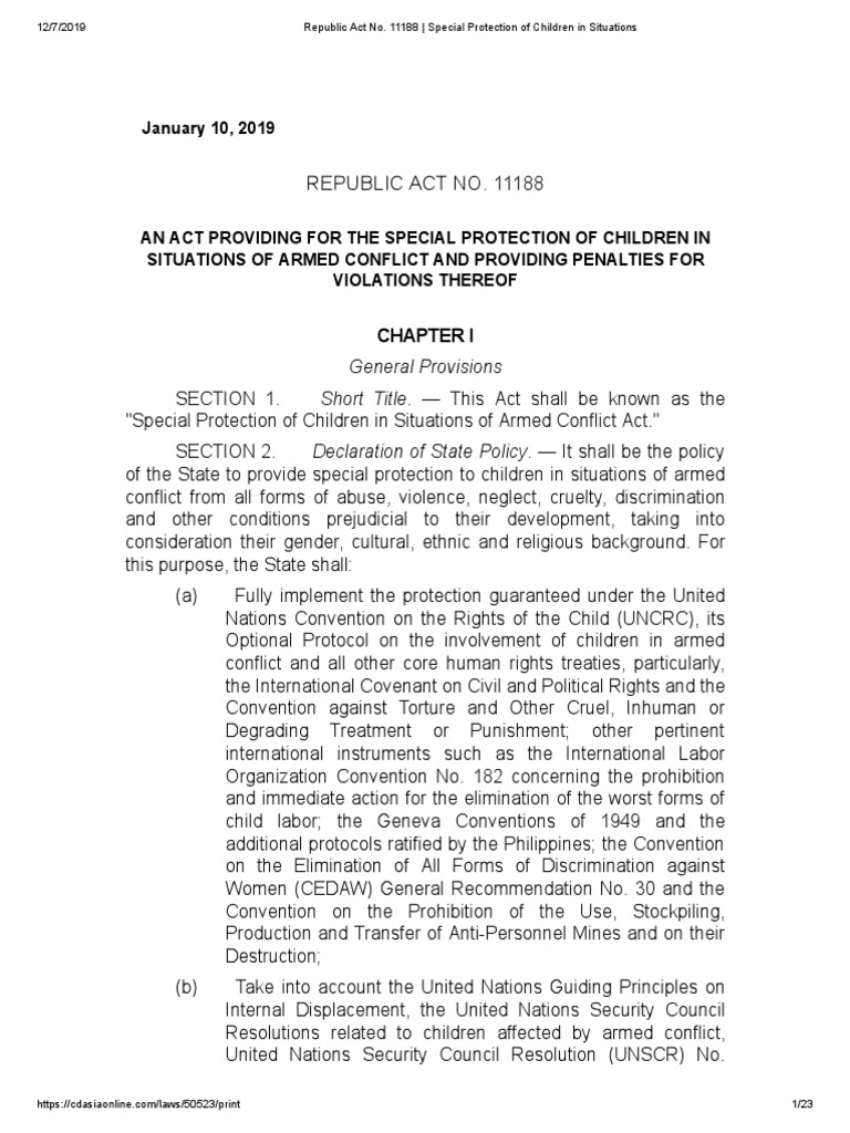 Republic Act No. 11188 - Special Protection of Children in Situations ...