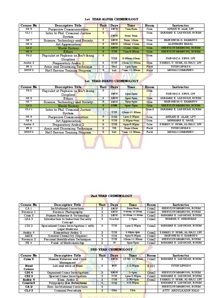 Schedule | PDF | Criminology | Criminal Justice
