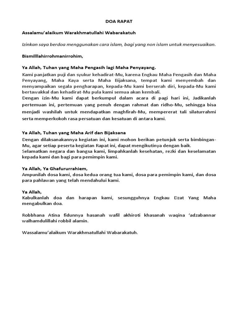 Doa Pada Acara Rapat-Rapat | PDF | Agama & Spiritualitas