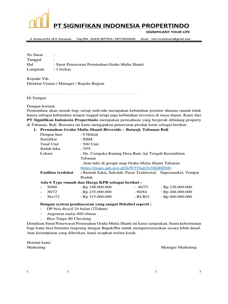 Surat Penawaran Rumah | PDF