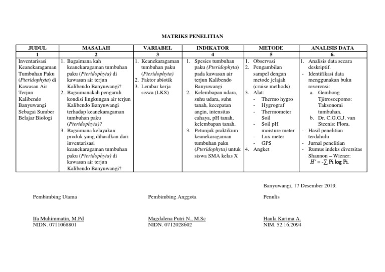 Matriks Penelitian. | PDF