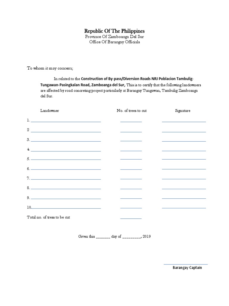 Barangay Certification (Pca) PDF | PDF