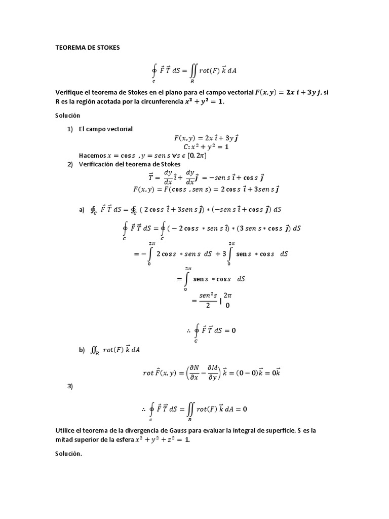 Teorema de Stokes | PDF | Integral | Espacio