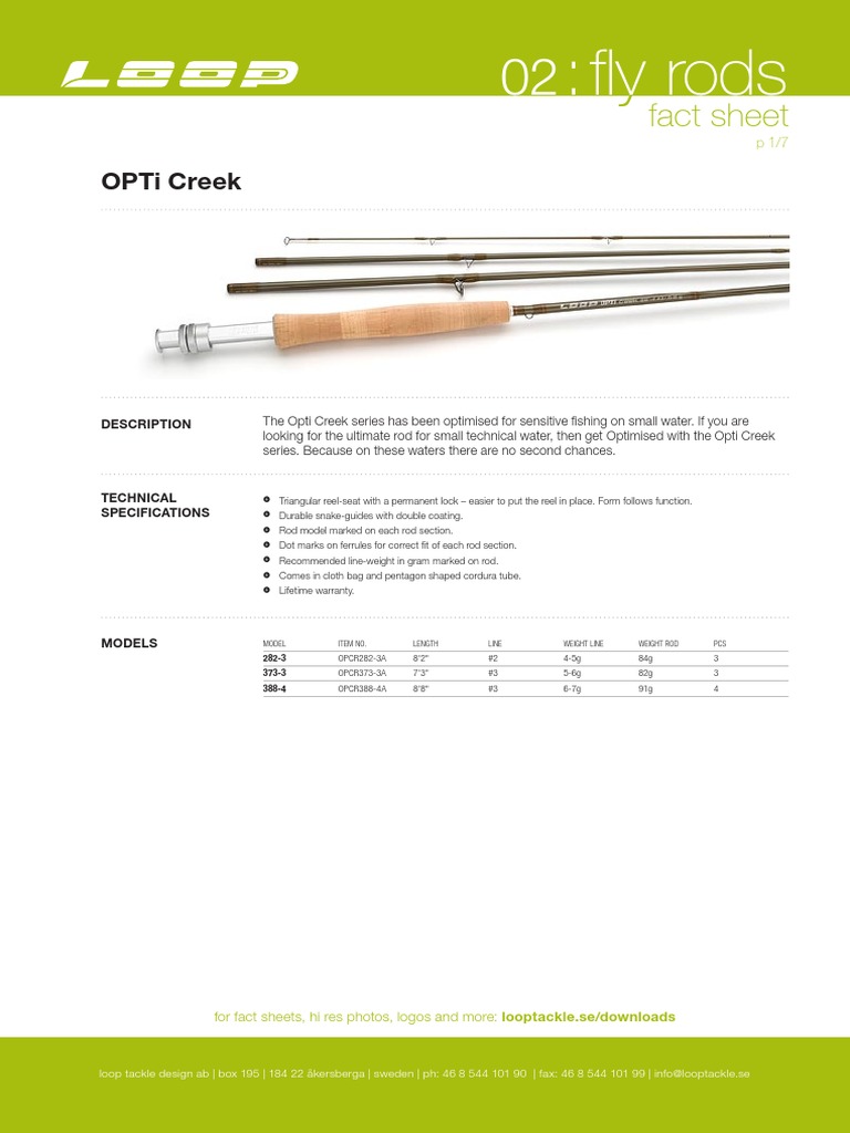 Loop Opti Rods Fact Sheet | PDF | Fishing Rod | Fish