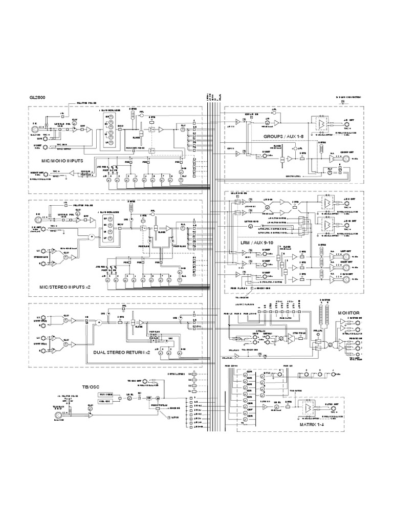 GL2800 Mixer Block Diagram Overview | PDF | Acoustics | Recording