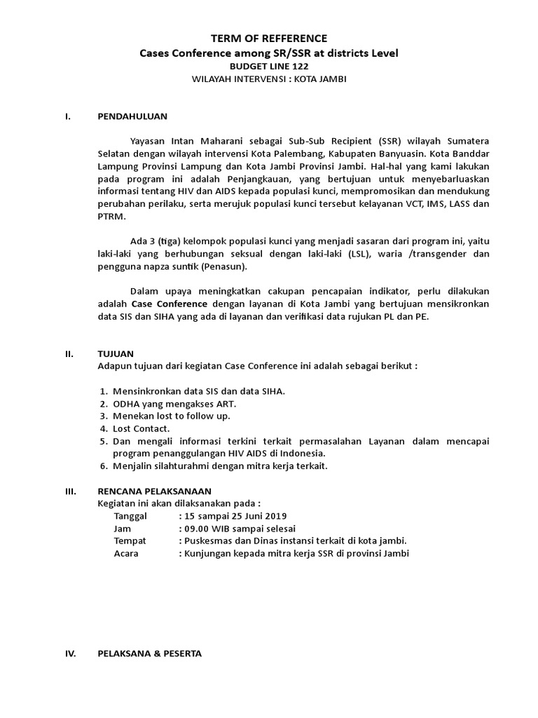 Contoh TOR CASE CONFERENCE | PDF