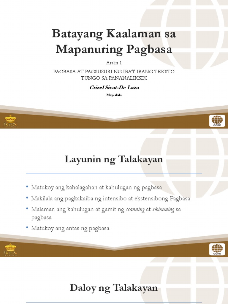 Batayang Kaalaman Sa Mapanuring Pagbasa | PDF