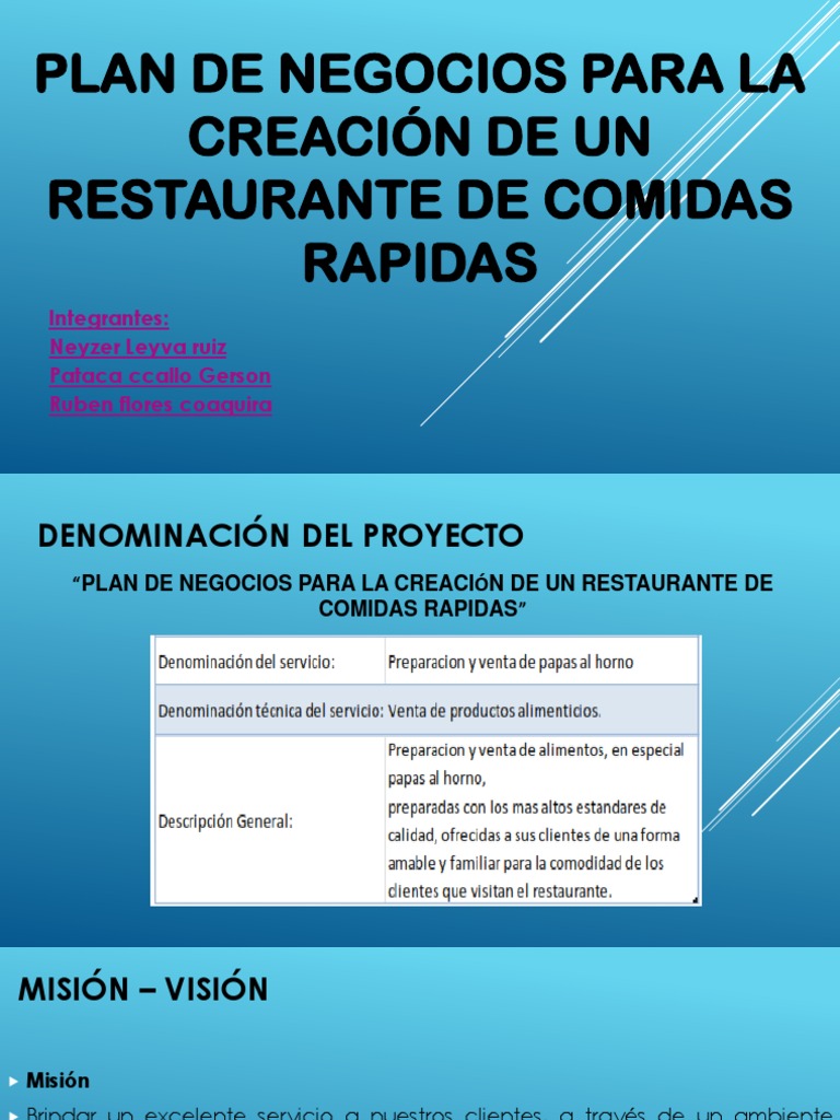 Proyecto de Creación de Una Empresa de Comida Rápida | PDF | Comida ...