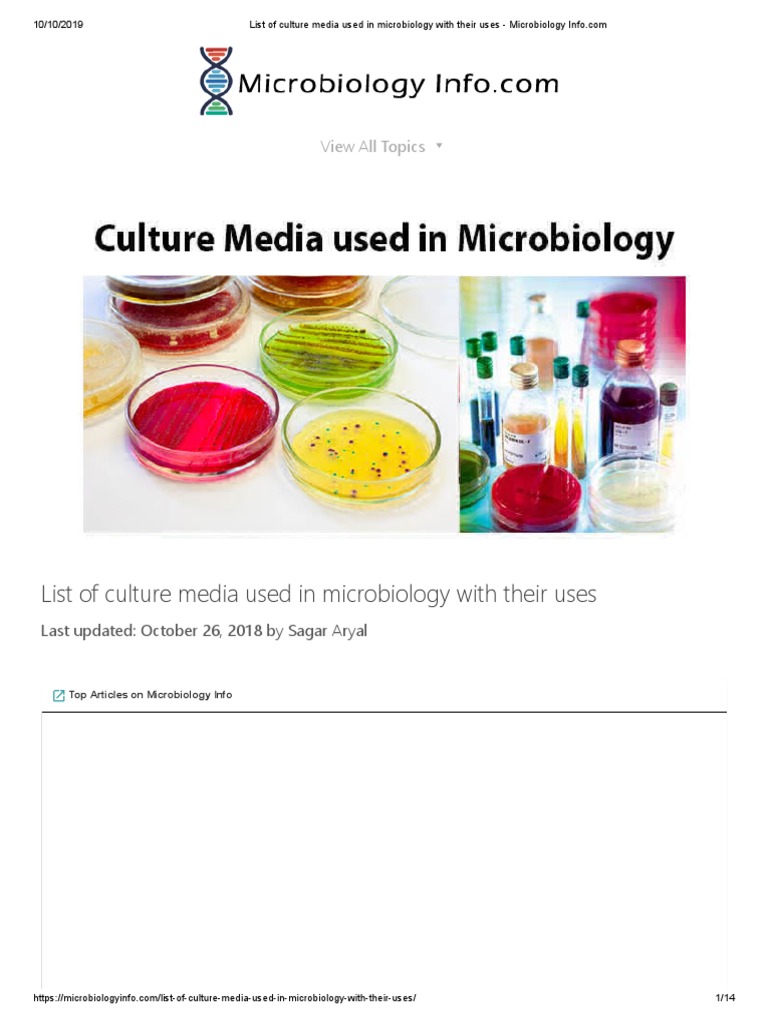 List of Culture Media Used in Microbiology With Their Uses ...