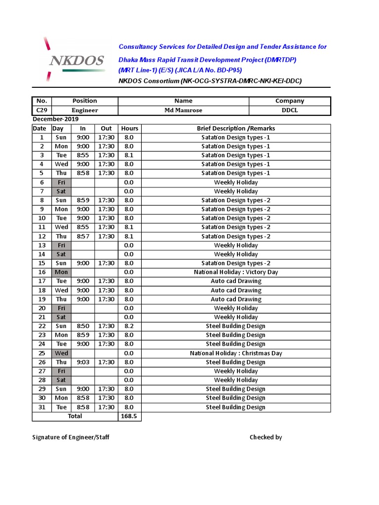 Timesheet December.2019 | PDF