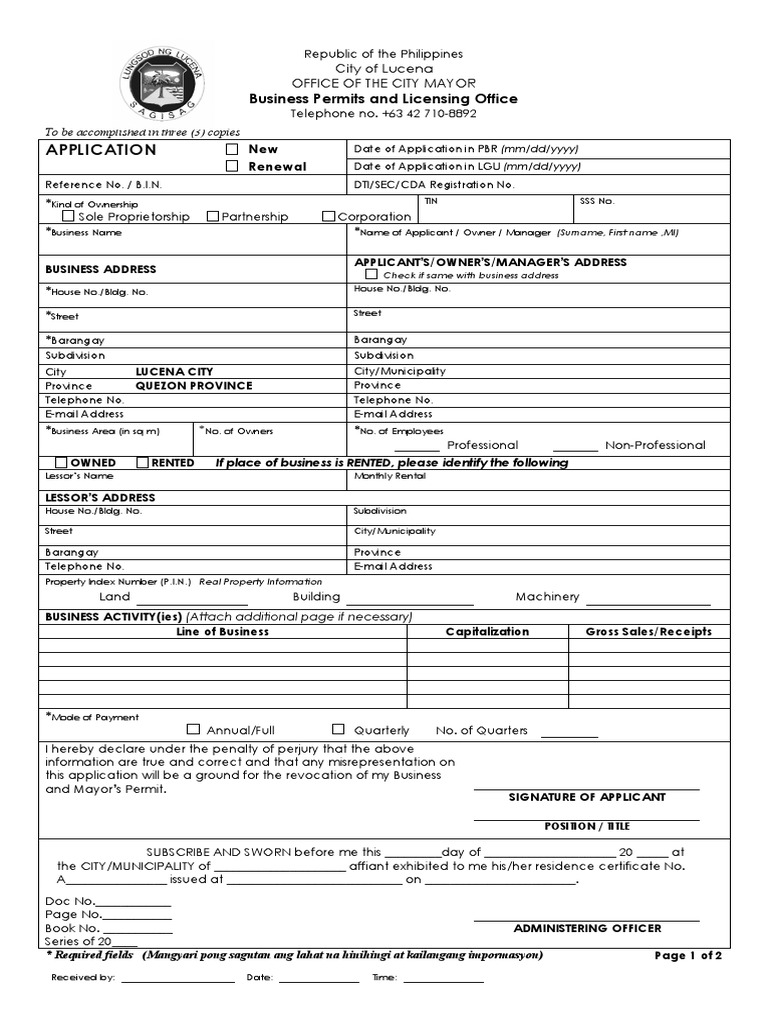 Business Permit Lucena City PDF | PDF | Business