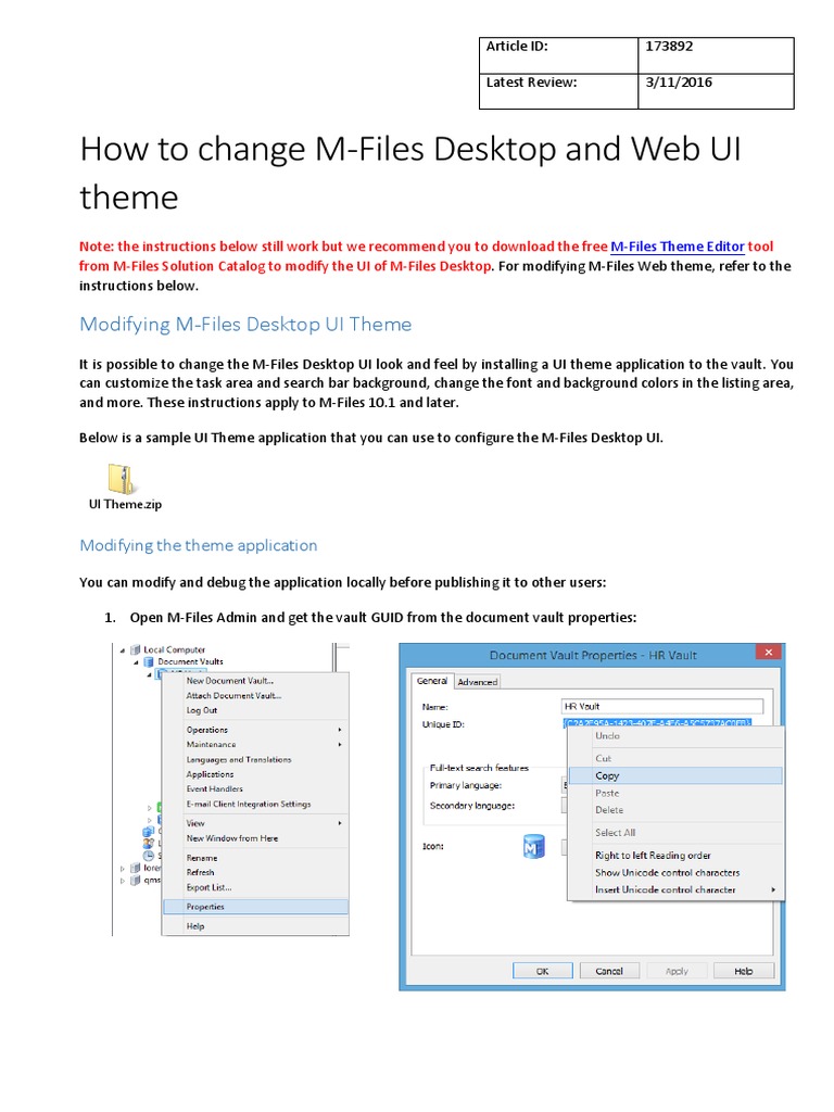 How To Change M-Files Desktop and Web UI Theme | PDF | Zip (File Format) | Desktop Environment