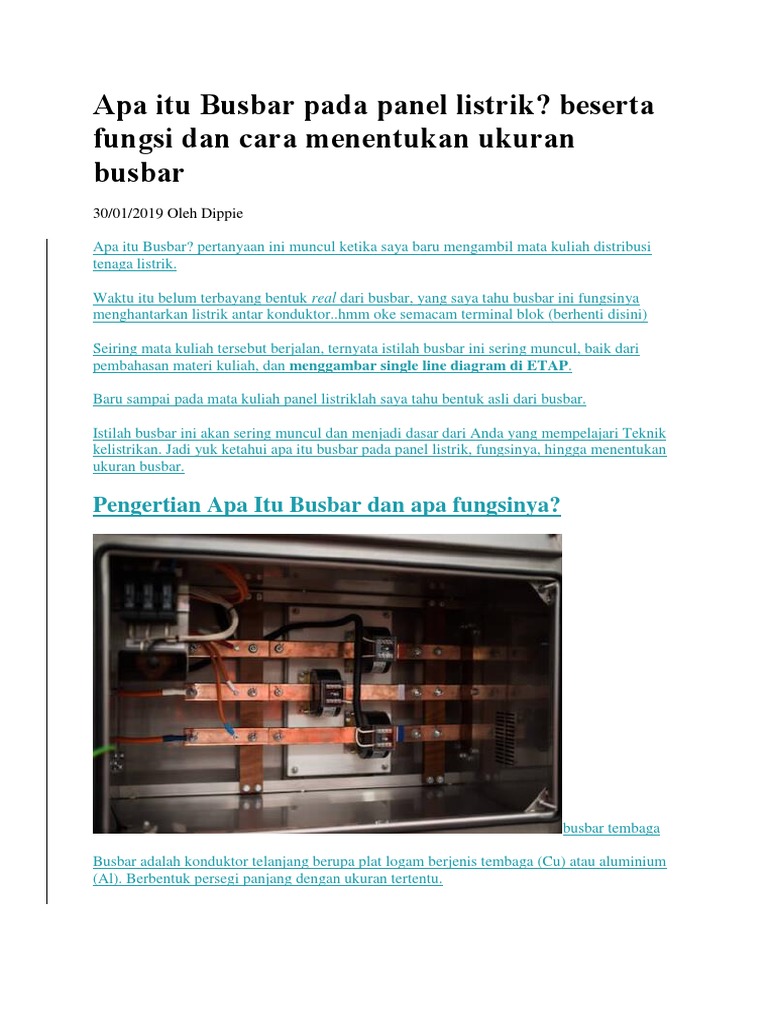 Apa Itu Busbar Pada Panel Listrik | PDF