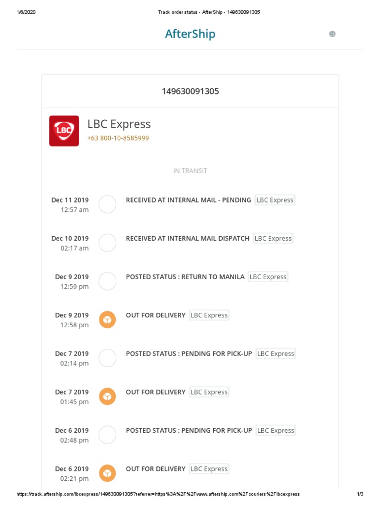 LBC Express Order Tracking Status | PDF | Public Services | Corporate Law