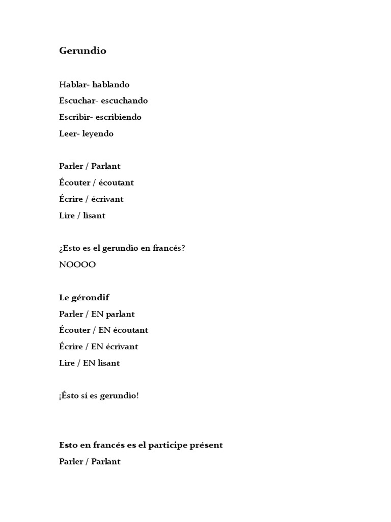 Gerundio y Gérondif en Francés | PDF | latín | Verbo