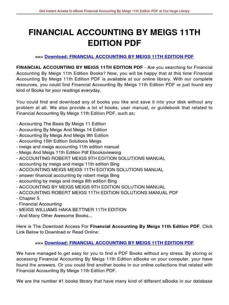 Financial Accounting (Meigs) | PDF | E Books | Libraries